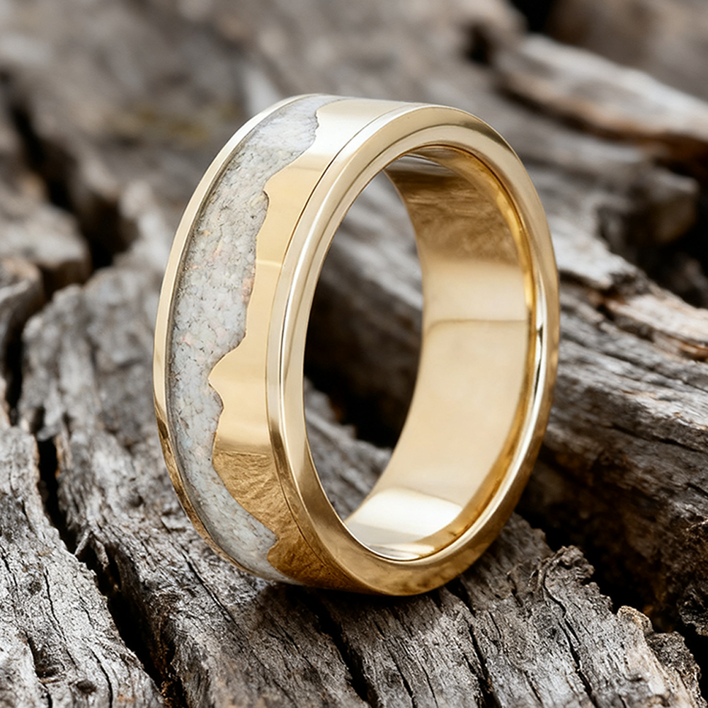 Migrate Vale | White Opal & Gold Tungsten Ring - Gentlebands